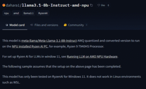 在AMD 8845HS上跑LLM/SLM（基于NPU） – 如影随风